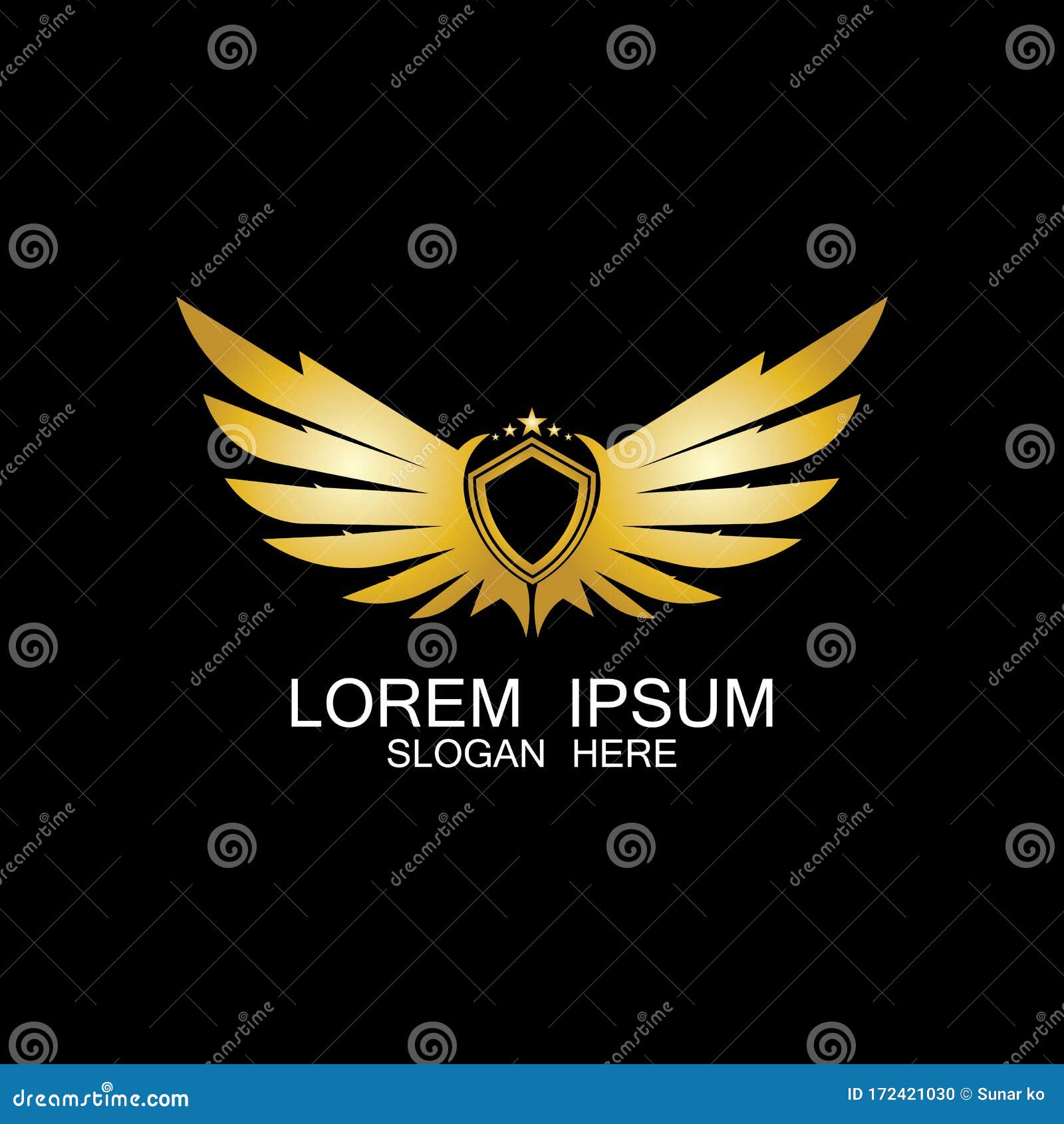 Winged Shield Gold Logo Design Symbol Vector Illustration-vector Stock ...
