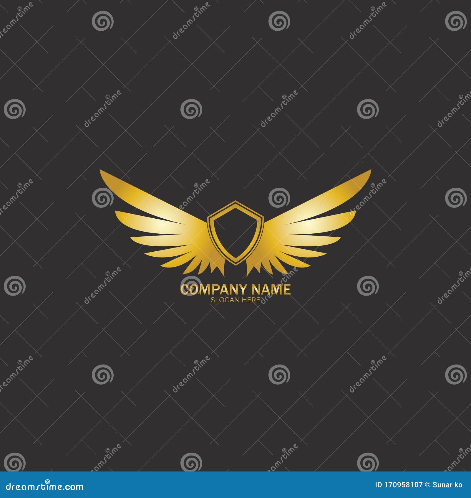 Winged Shield Gold Logo Design Symbol Vector Illustration-vector Stock ...