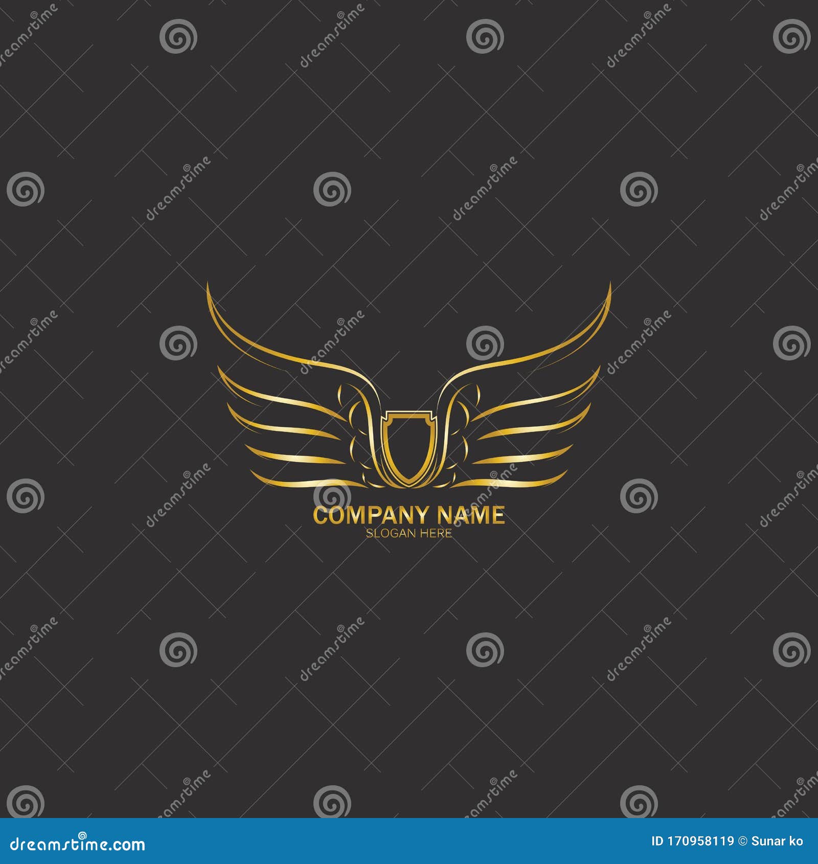 Winged Shield Gold Logo Design Symbol Vector Illustration-vector Stock ...