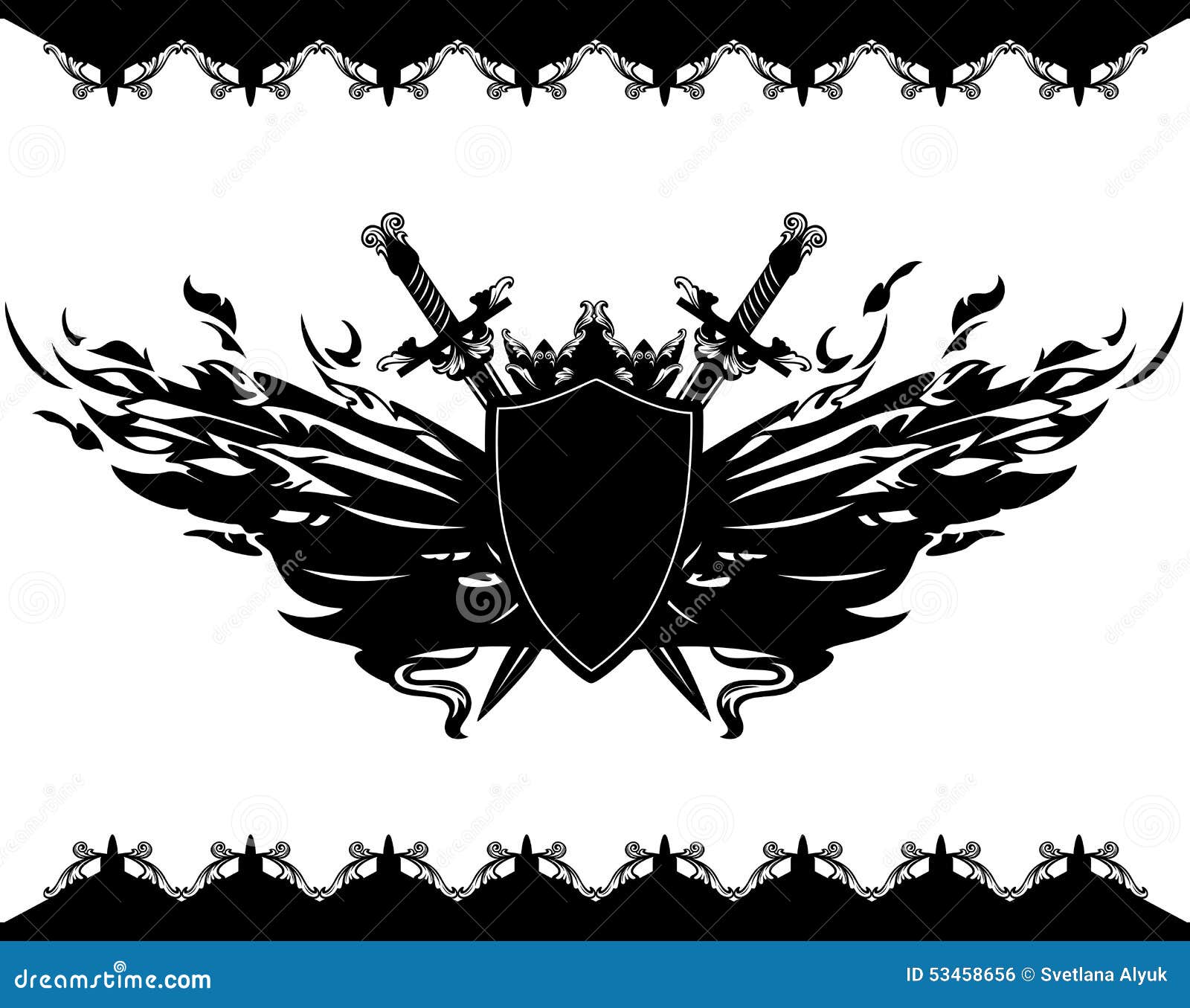 Winged shield stock vector. Illustration of decoration - 53458656