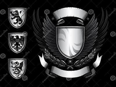 Winged Shield Insignia stock vector. Illustration of graphic - 7488326
