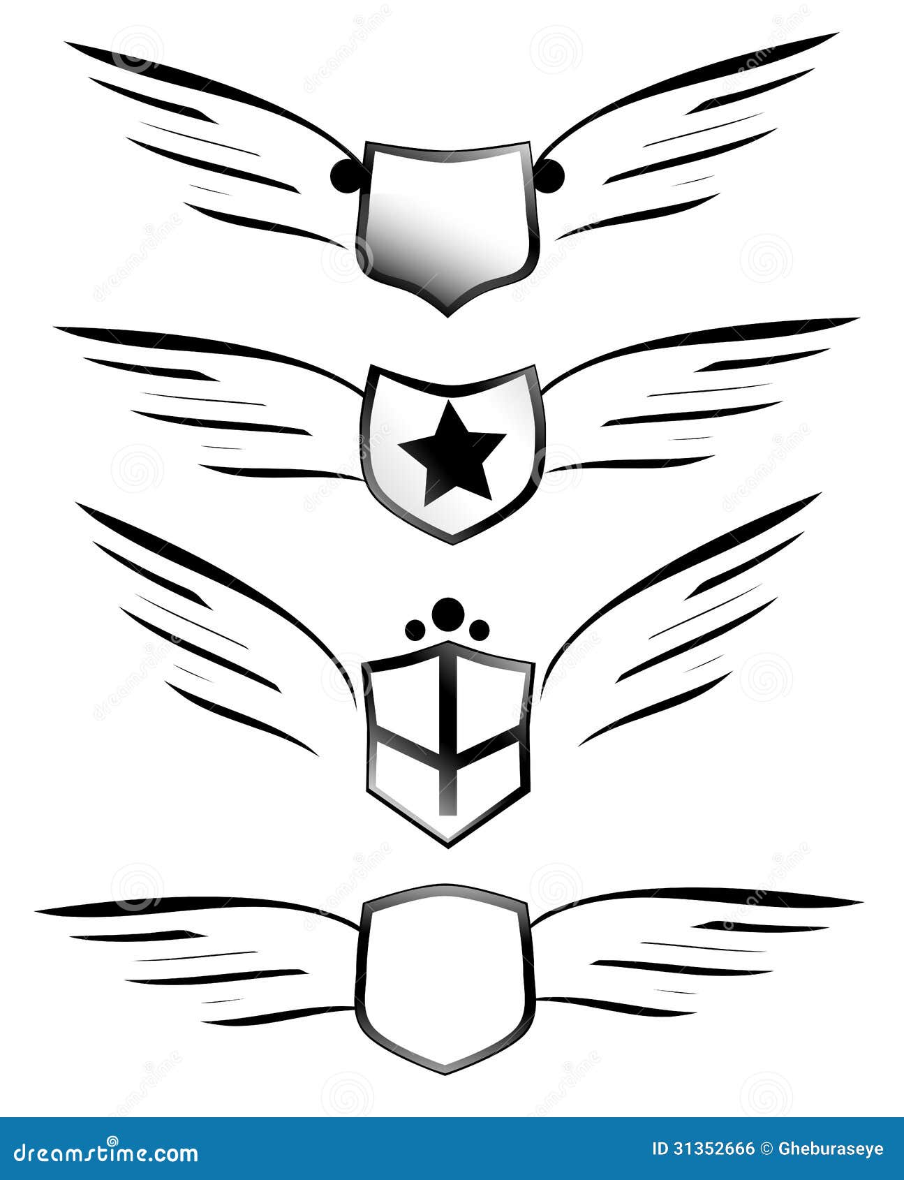 Winged shields stock photo. Illustration of abstract - 31352666