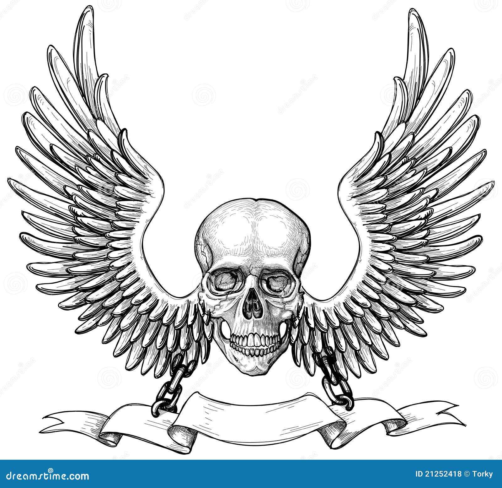 Winged skull stock vector. Illustration of engraving - 21252418