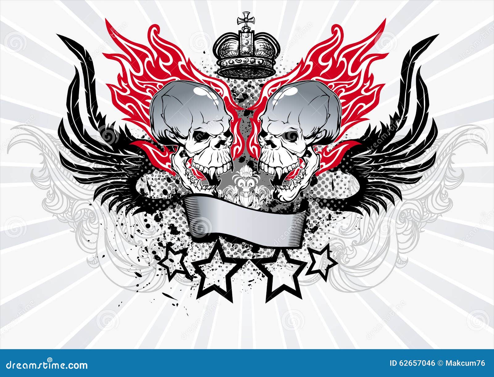 Winged Skull Emblem stock vector. Illustration of graphic - 62657046