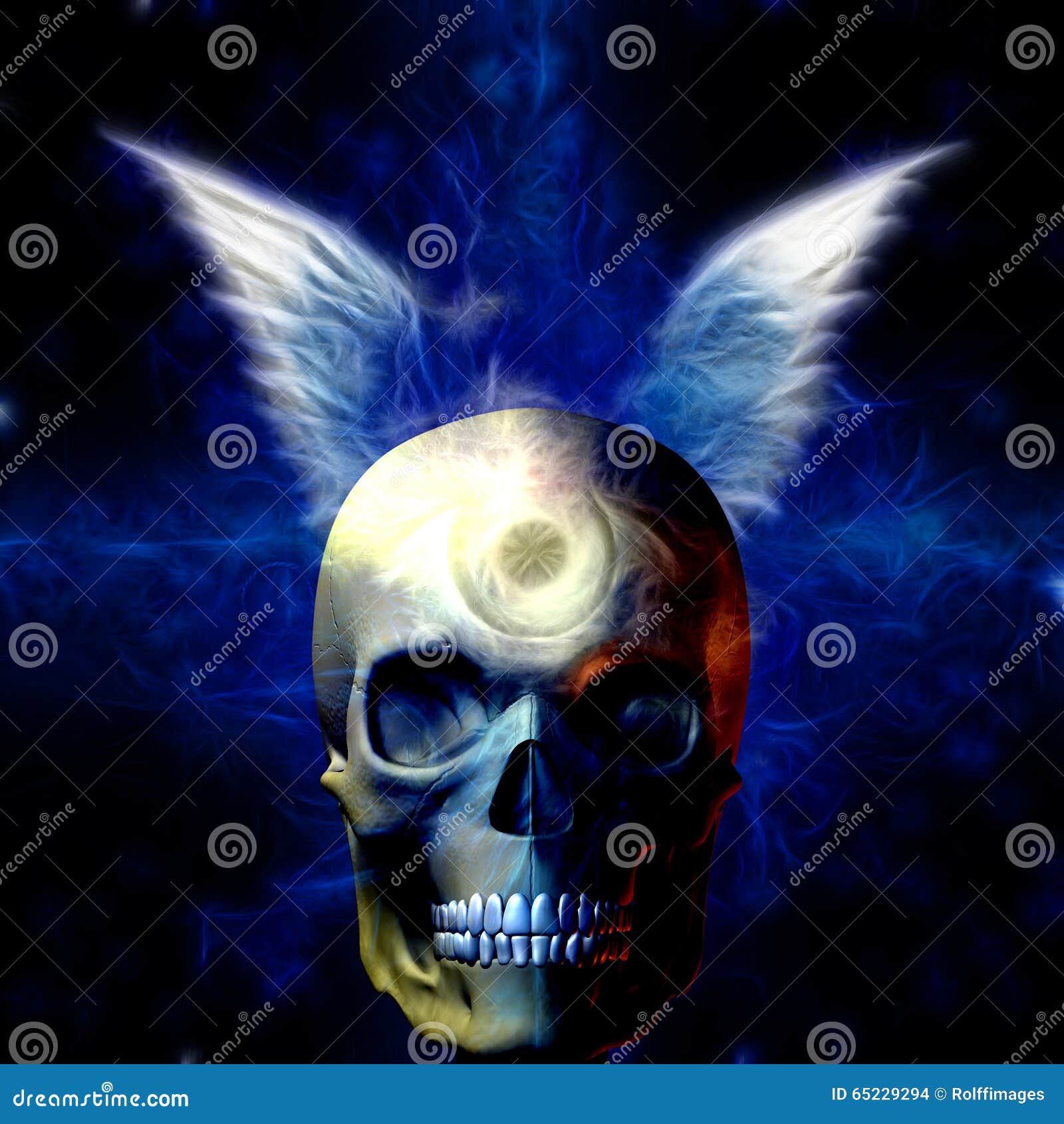 Winged Skull with Eye stock illustration. Illustration of evil - 65229294