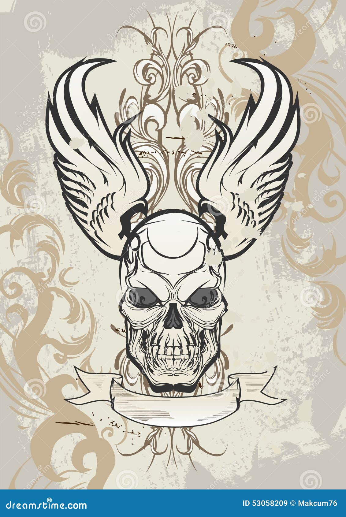 Winged Skull Cartoon Vector | CartoonDealer.com #53058209