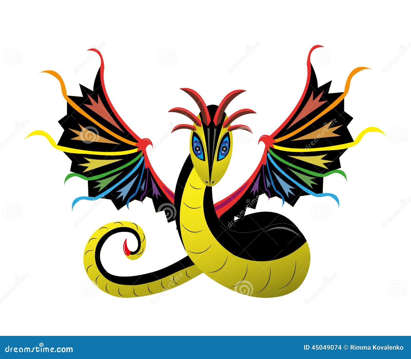 Winged snake rainbow stock vector. Illustration of scales - 45049074
