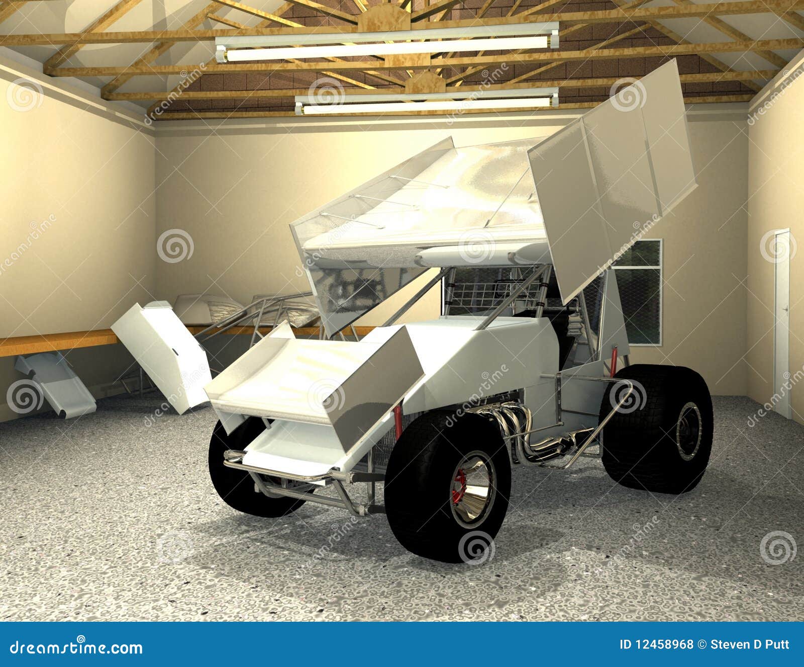 Winged Sprint Car stock illustration. Illustration of race - 12458968