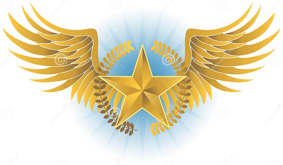 Winged Star stock vector. Illustration of crest, graphic - 9488799