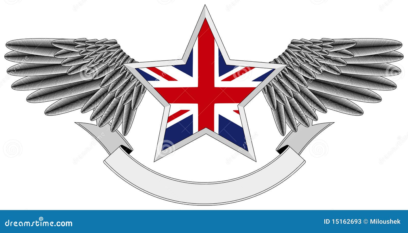 Winged star with UK Flag stock illustration. Illustration of ornament ...