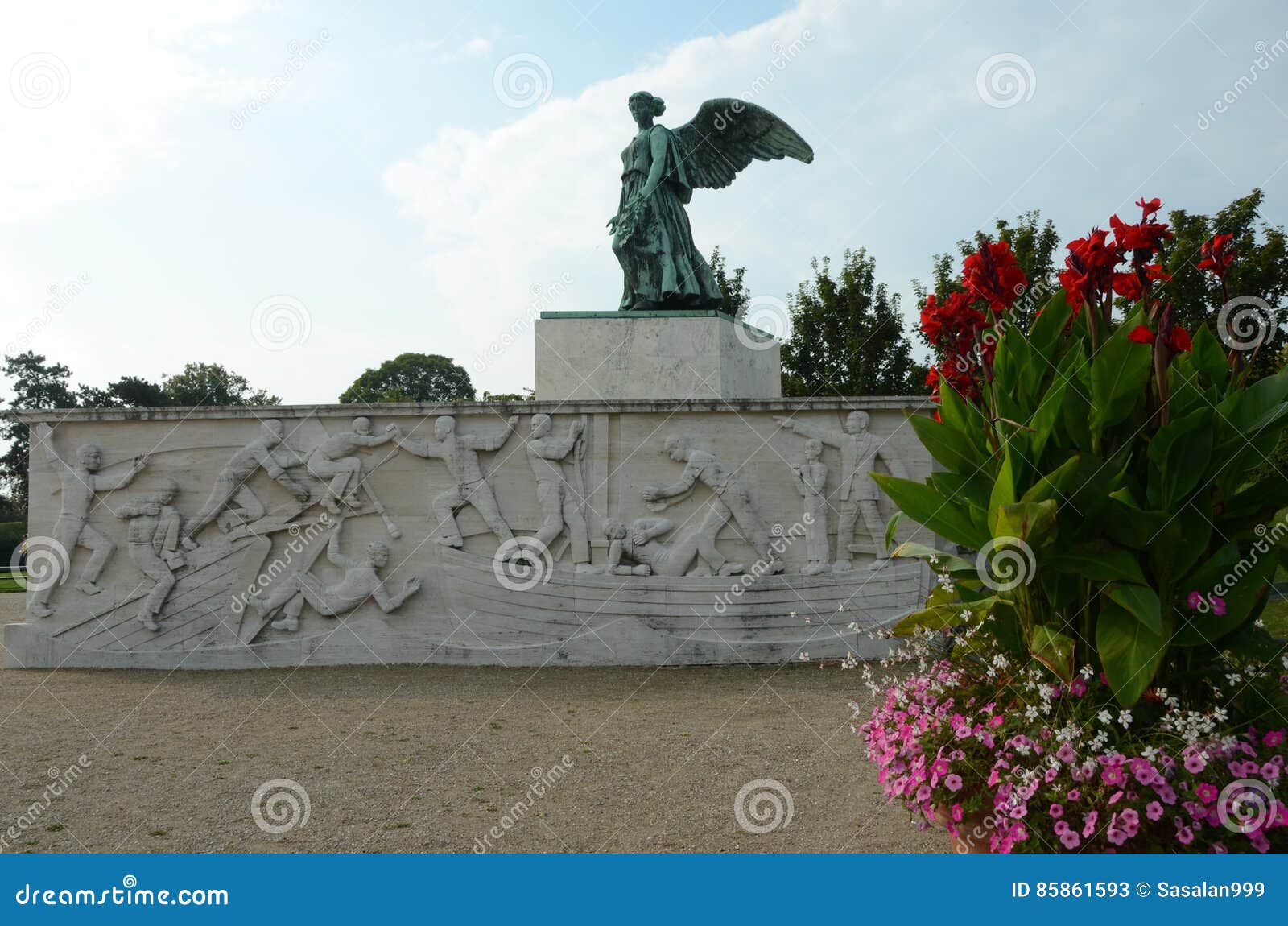 Winged Statue On Columned Temple Royalty-Free Stock Photography ...