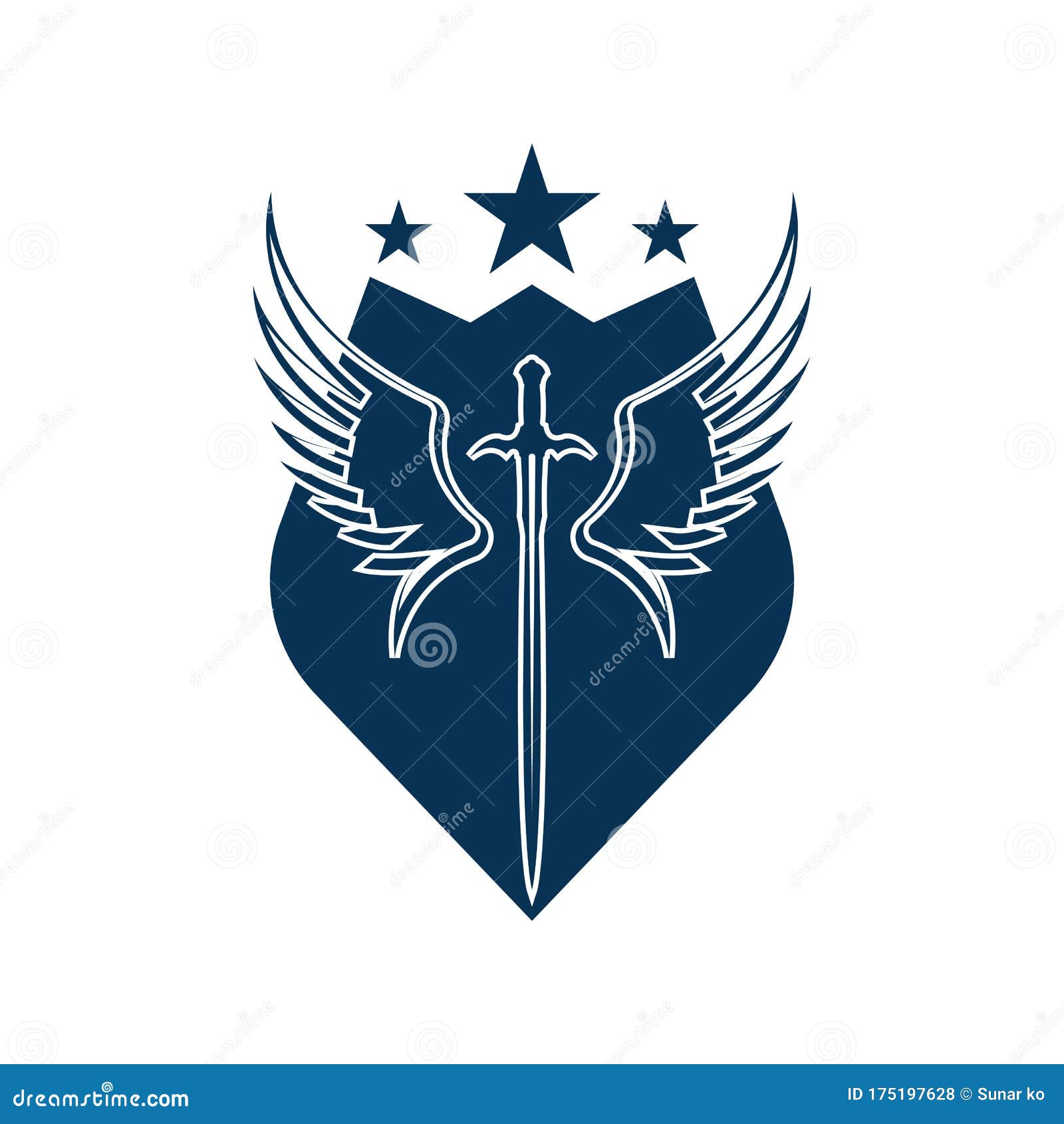The Winged Sword with Shield Vector Icon Stock Vector - Illustration of ...