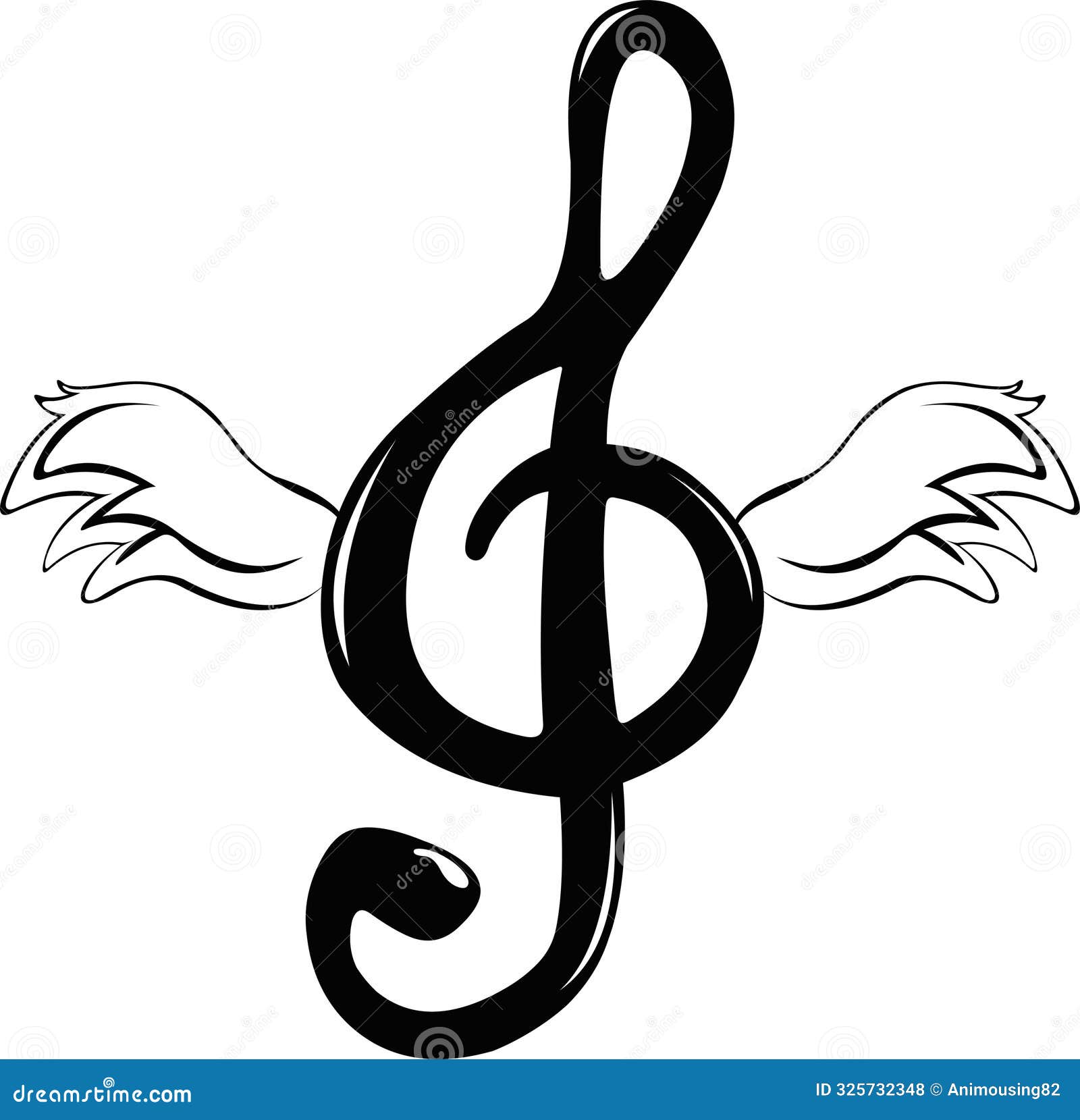 Winged treble clef stock vector. Illustration of treble - 325732348