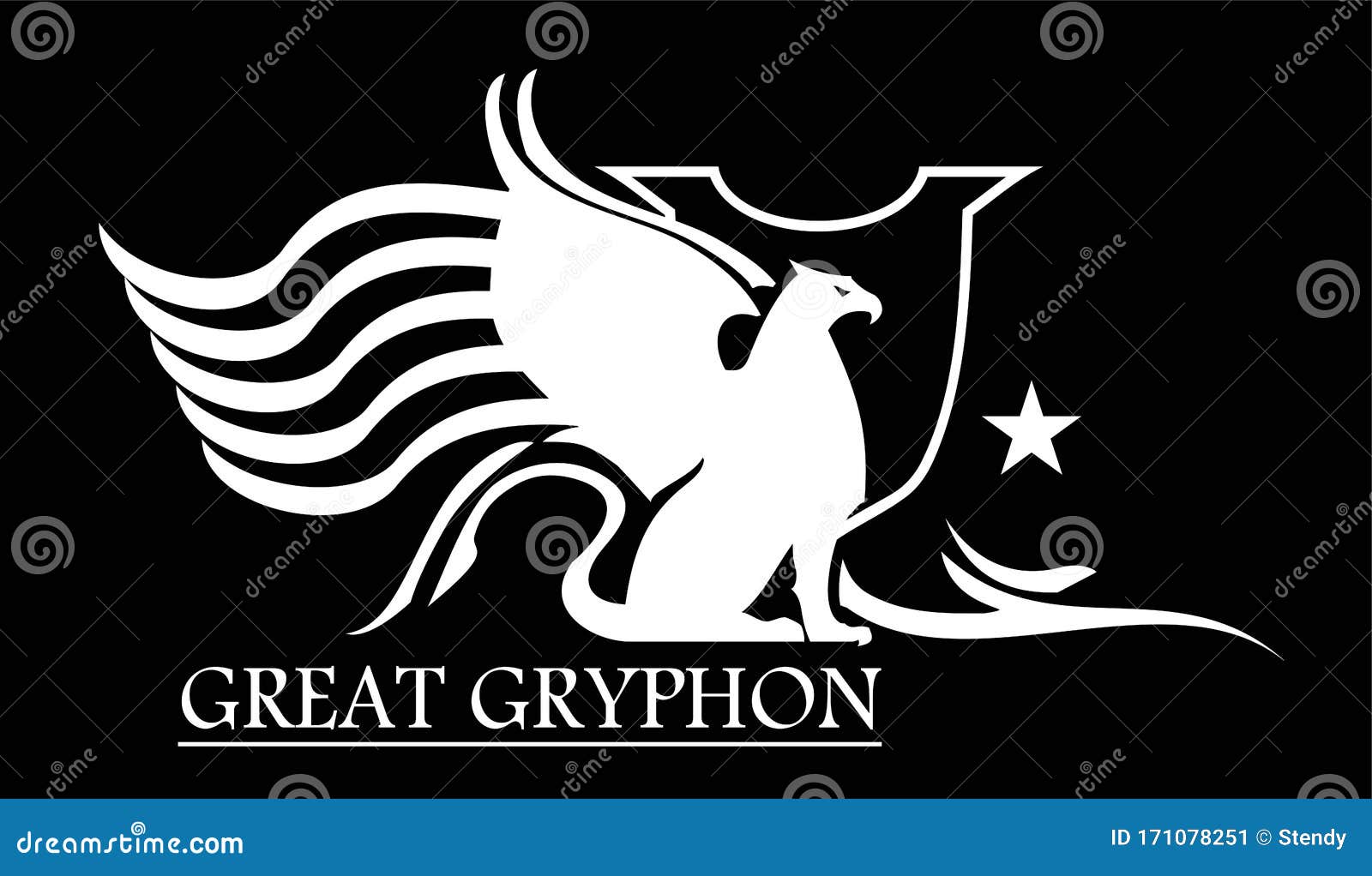 Winged Gryphon, Mythical Animal Ancient Emblems Elements Set. He Vector ...