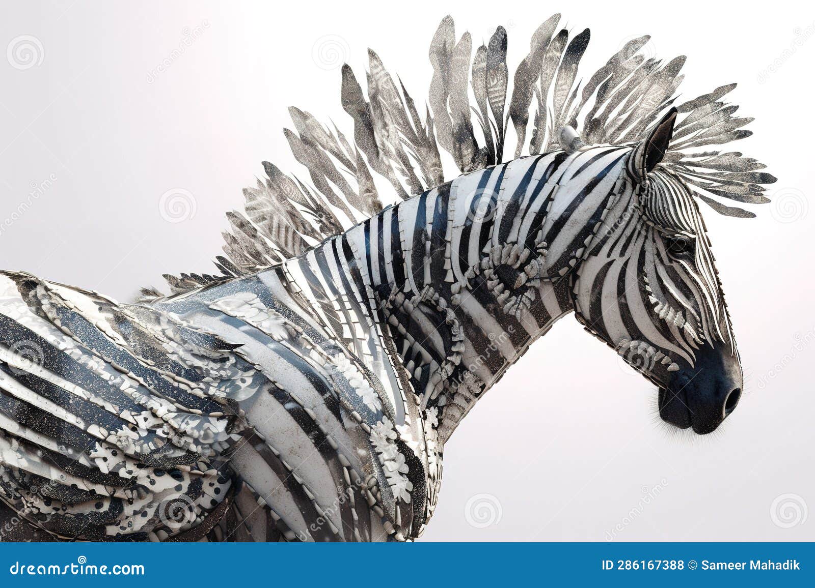 A Winged Zebra with Scales instead of Fur. Generative AI Stock ...