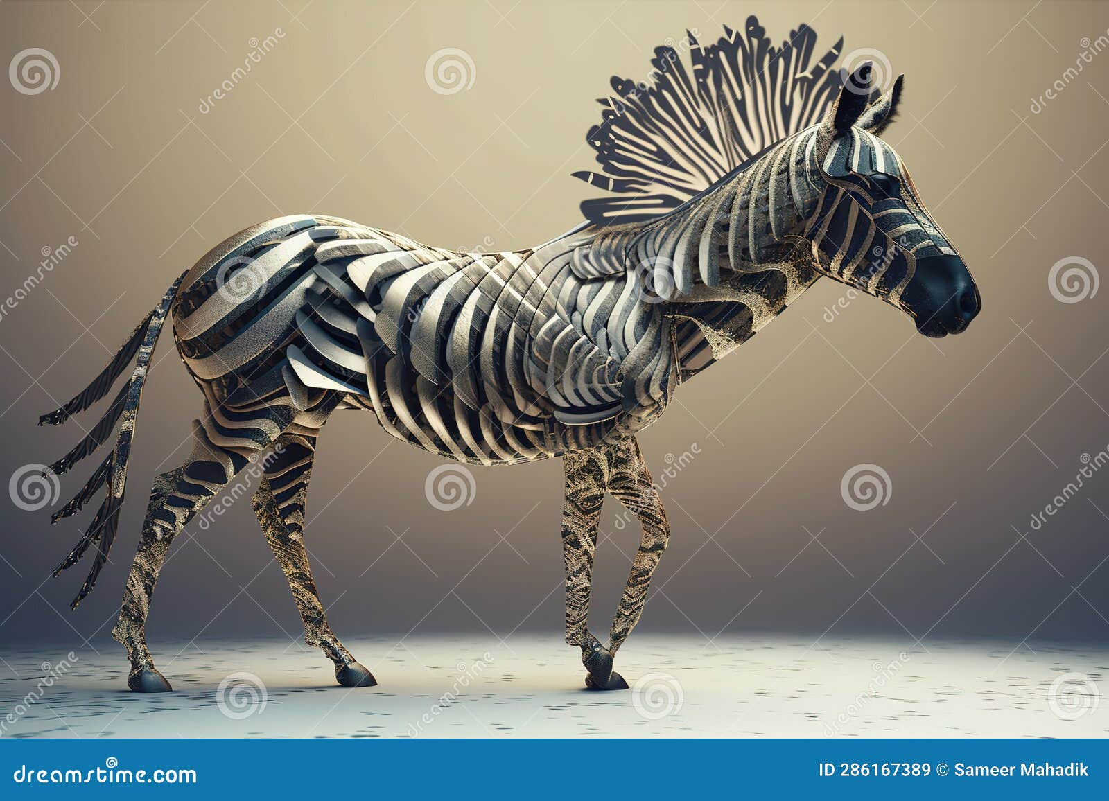A Winged Zebra with Scales instead of Fur. Generative AI Stock ...
