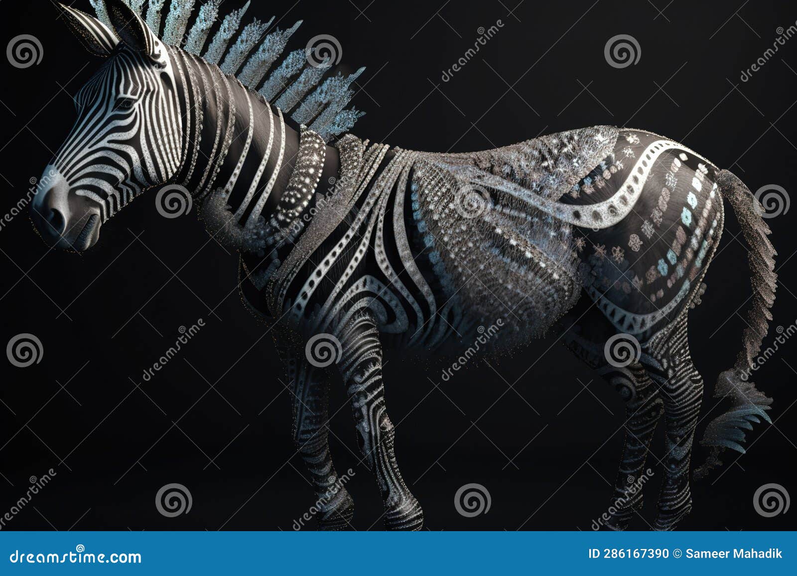 A Winged Zebra with Scales instead of Fur. Generative AI Stock ...