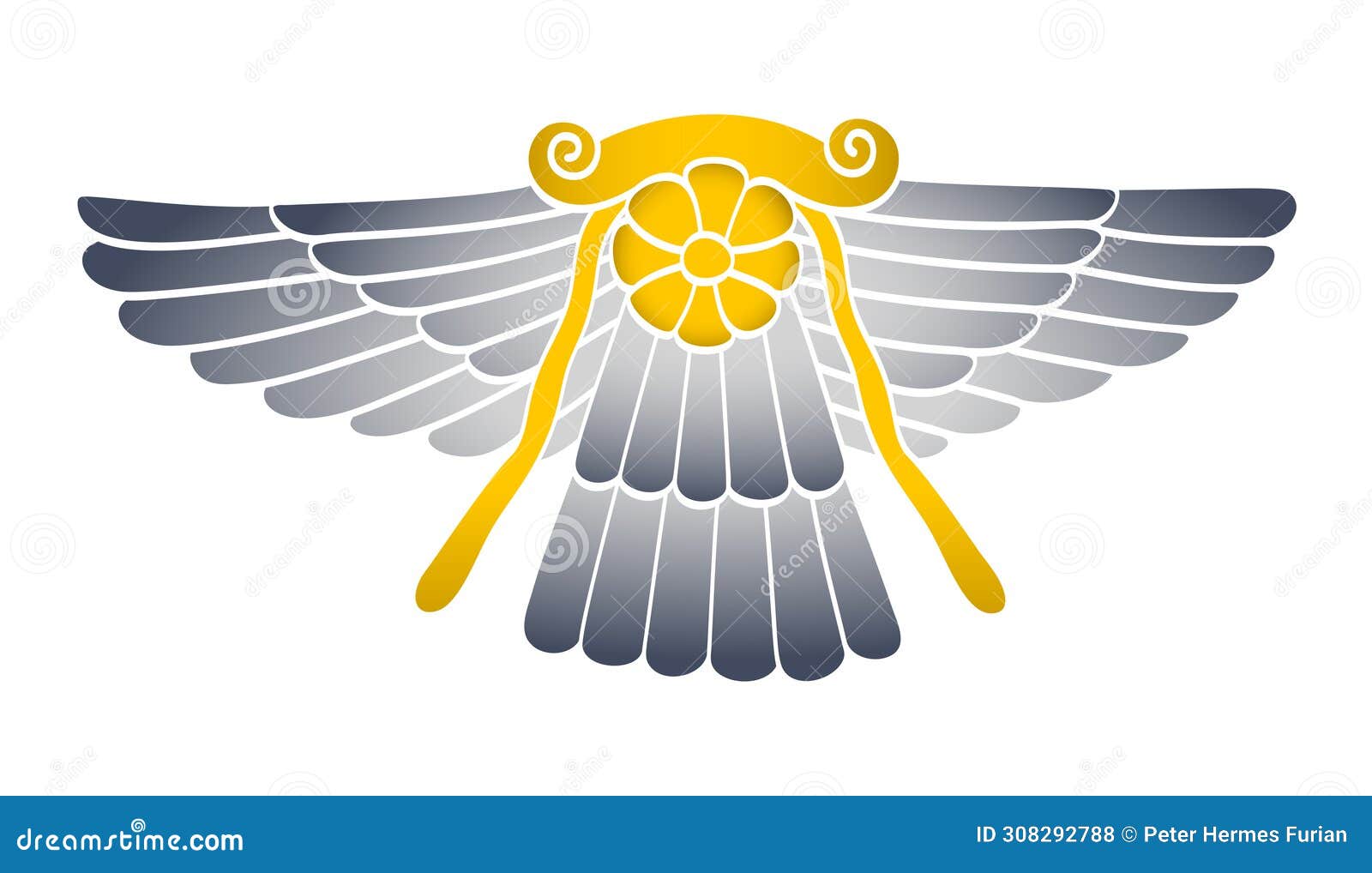 Winged Solar Disk of God Ashur, a Sun Emblem with Wings and Symbol ...