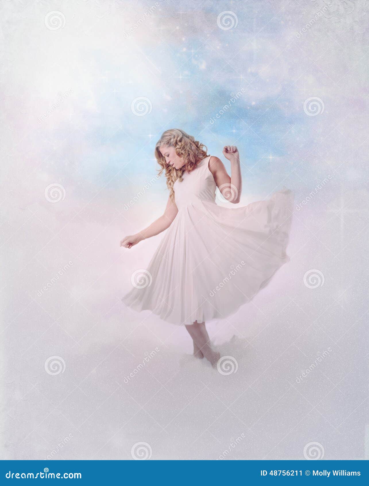 Wingless Angel stock image. Image of lady, dress, clouds - 48756211