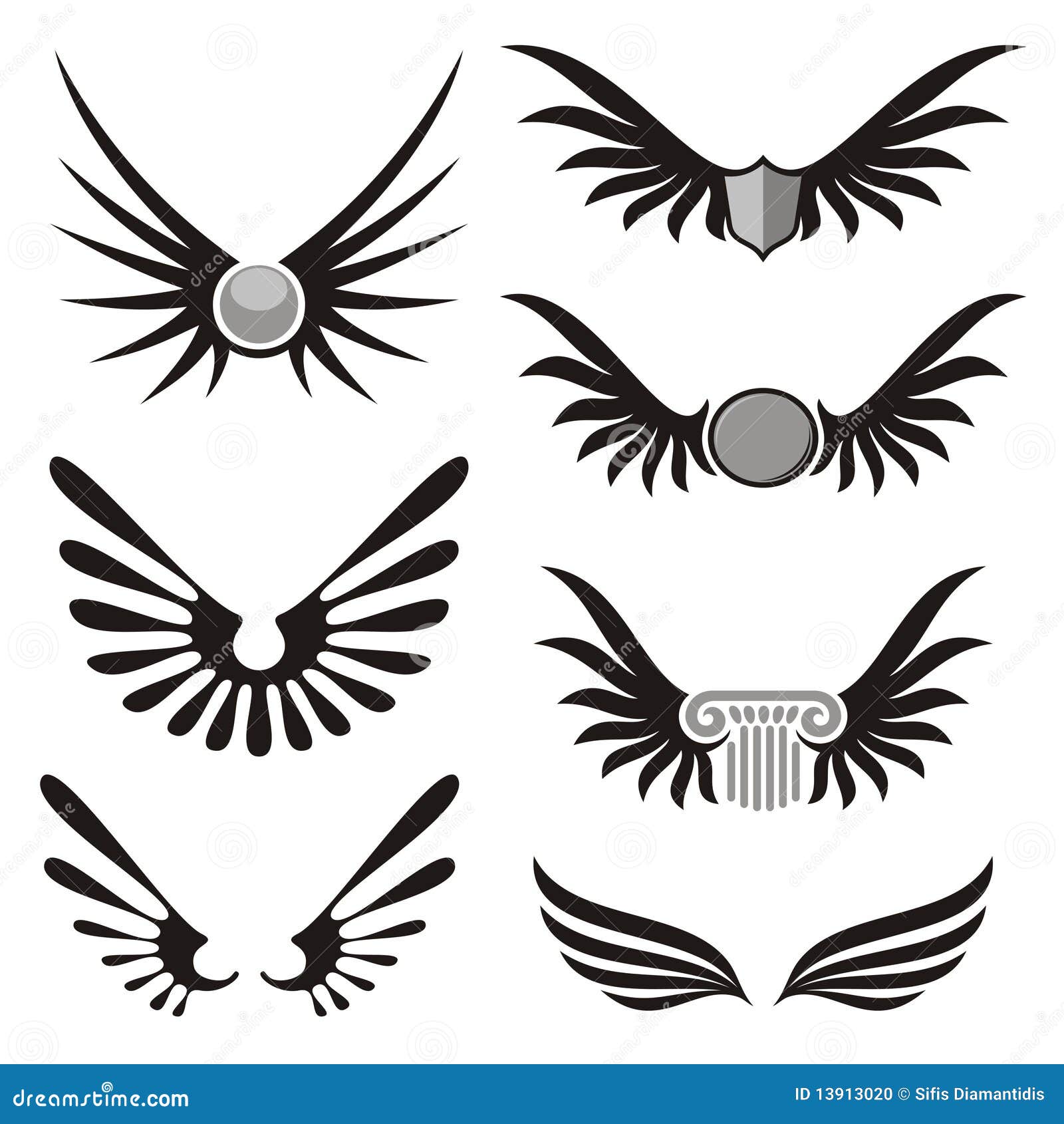 Wings 01 stock vector. Illustration of crest, clip, icon - 13913020
