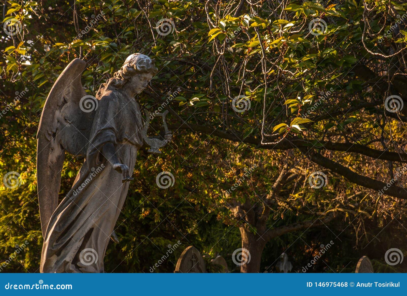 The Wings of an Angel of an Ancient Statue Stock Photo - Image of ...