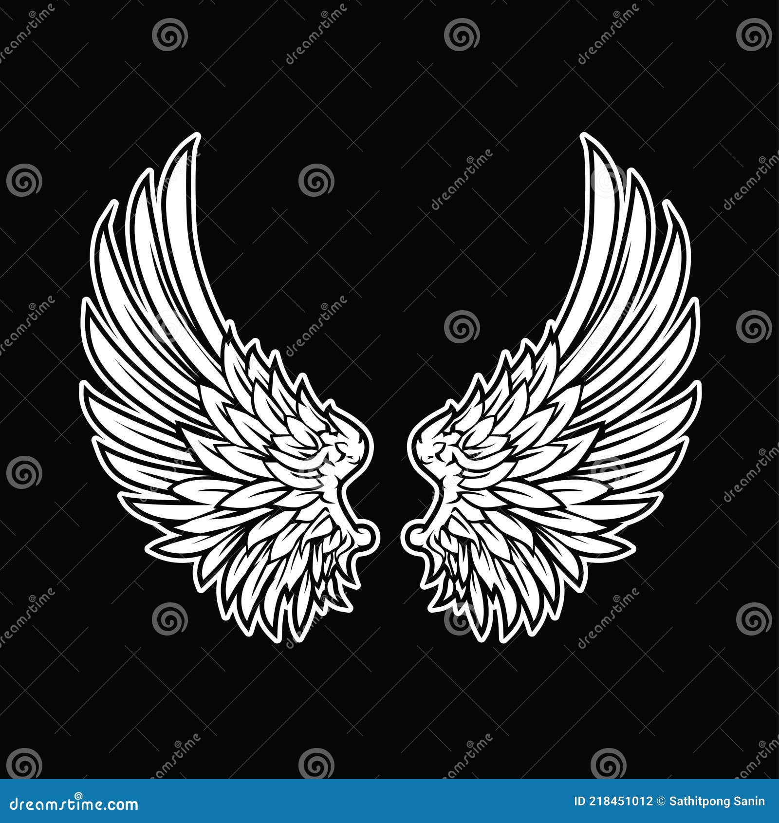 Wings Bird Feather Tattoo Hawk Angel Wings Vector Stock Vector ...