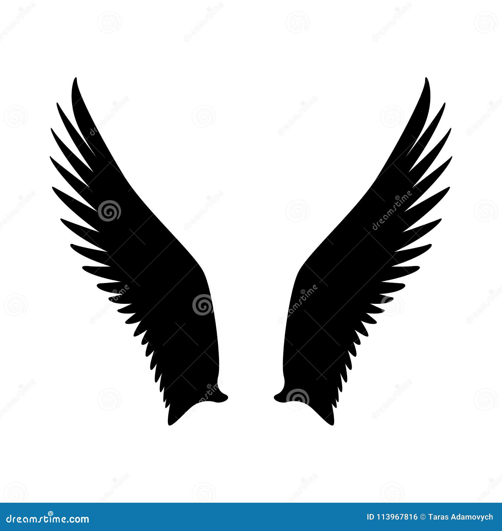 Wings Bird Vector Illustration Black Silhouette Profile Stock Vector ...