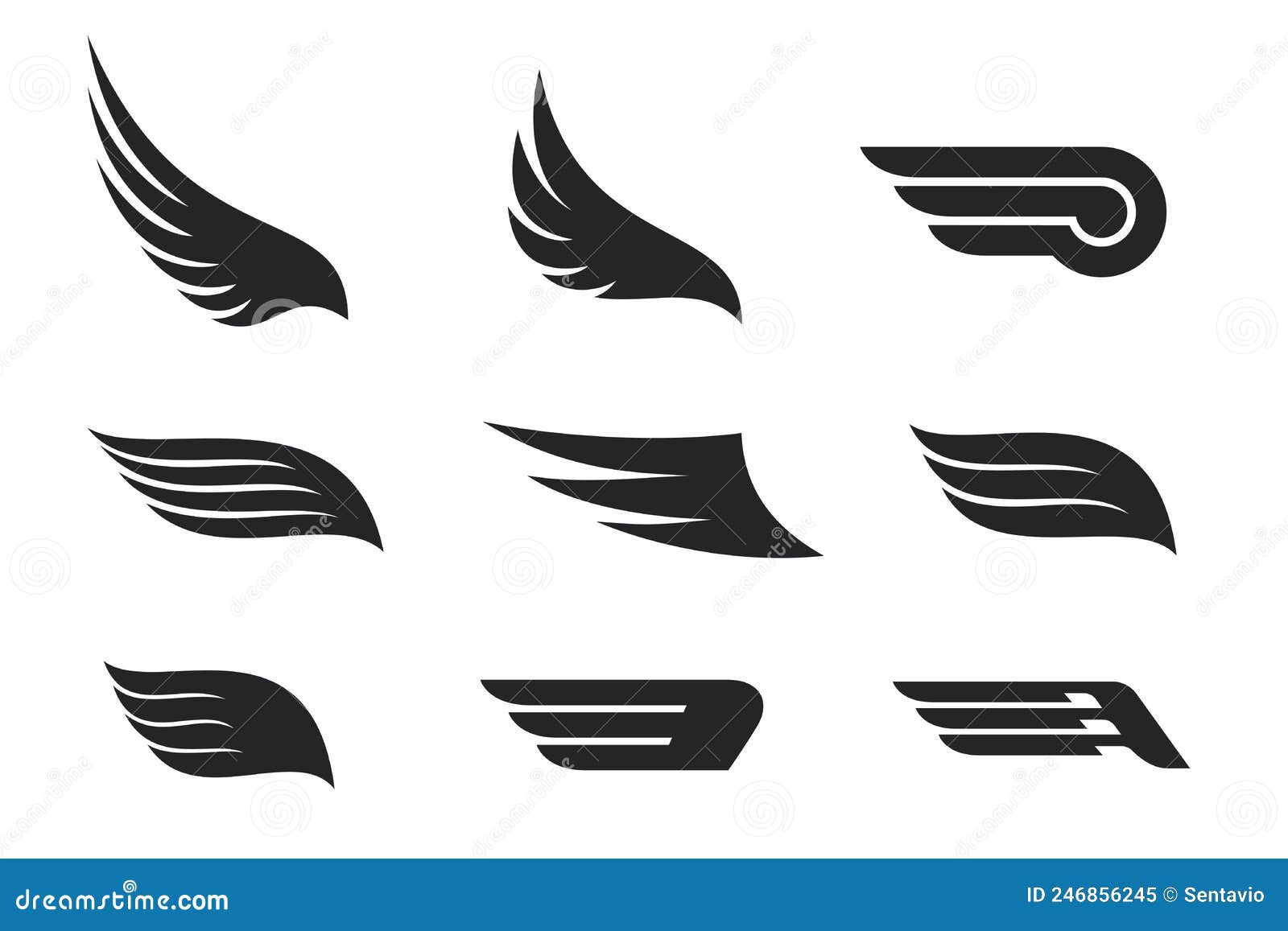 Wings Bird Vector Silhouette Design Collection. Wing Elements for Logo ...