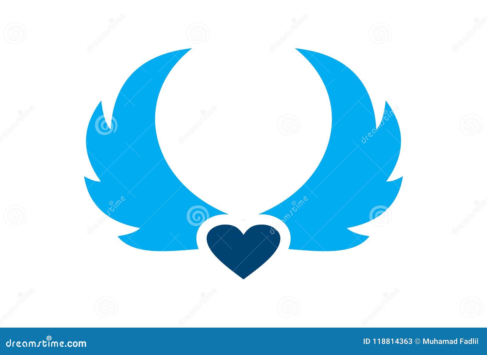Wings blue heart love logo stock vector. Illustration of abstract ...