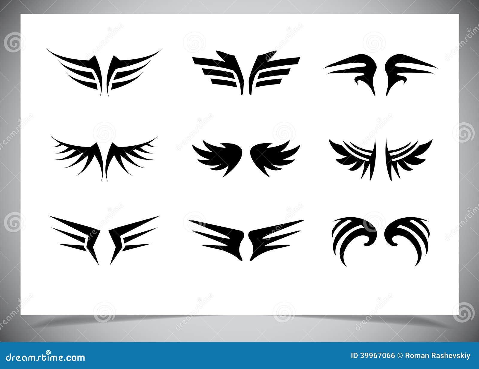 Wings Collection. Aircraft Military Symbols Birds Stylized Wings Vector ...