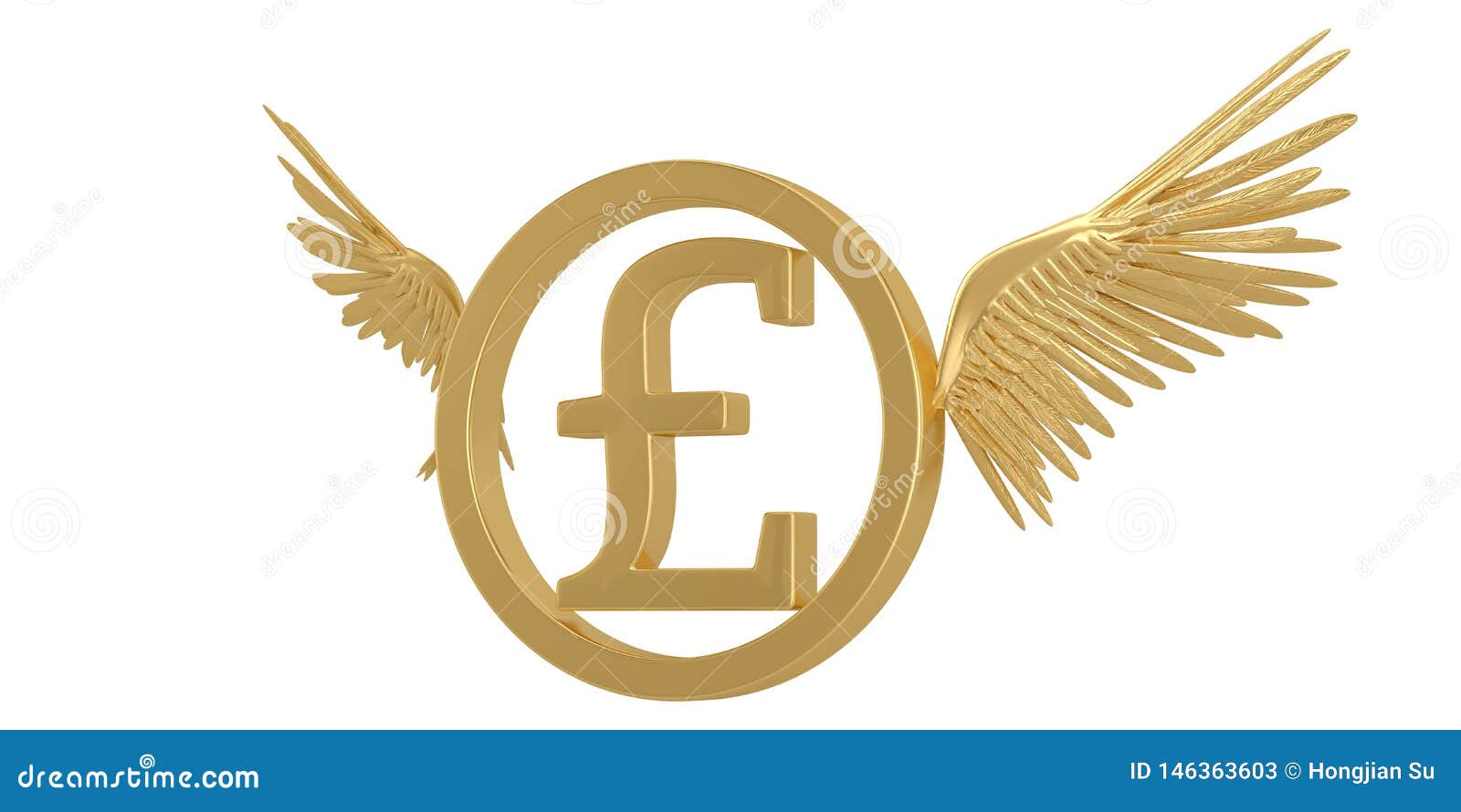 Wings with Currency Symbols Isolated on White Background. 3D ...