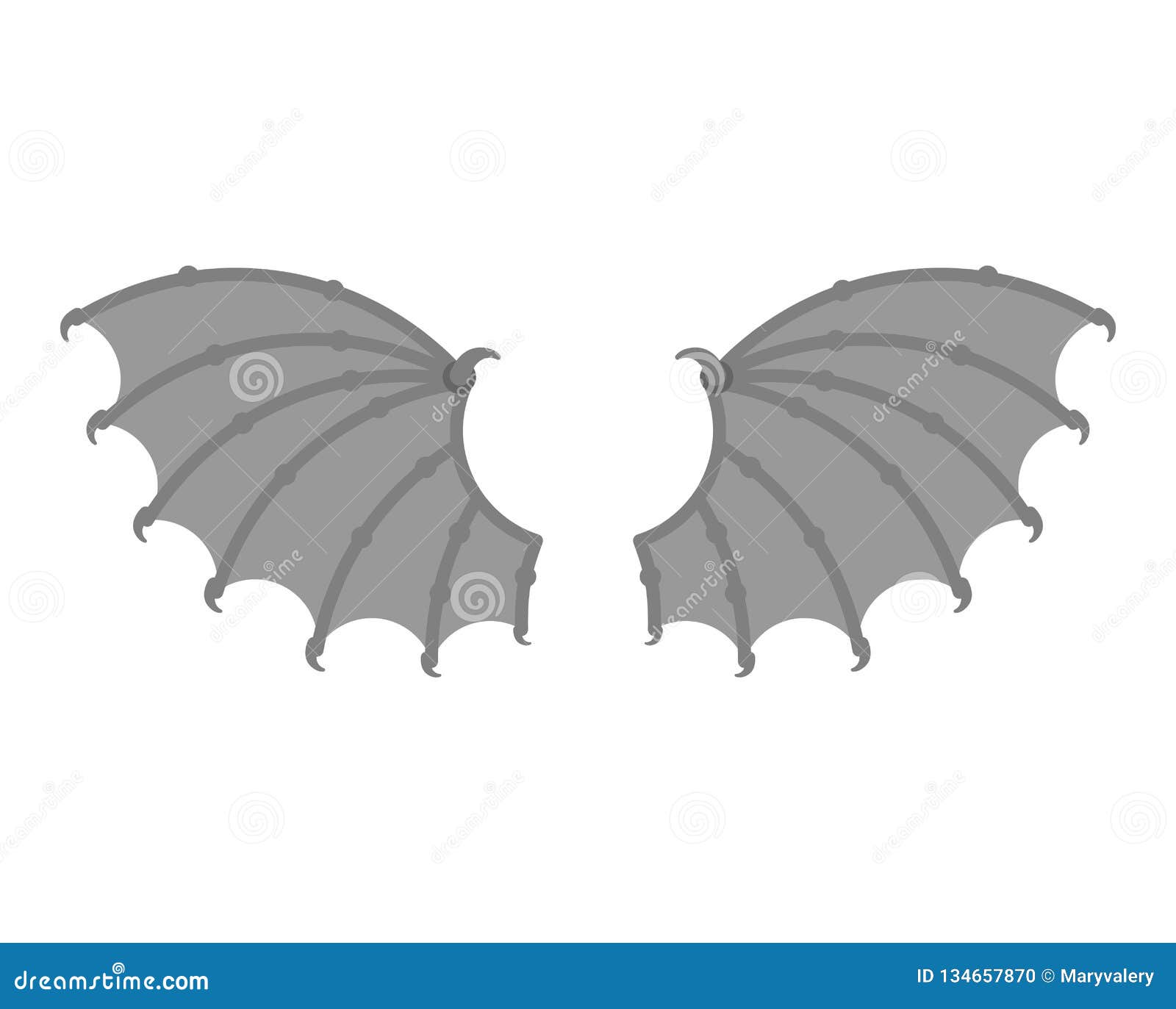 Gargoyle, Demon, Devil Doodle Wing Set Vector. Hand Drawn Pencil Style ...