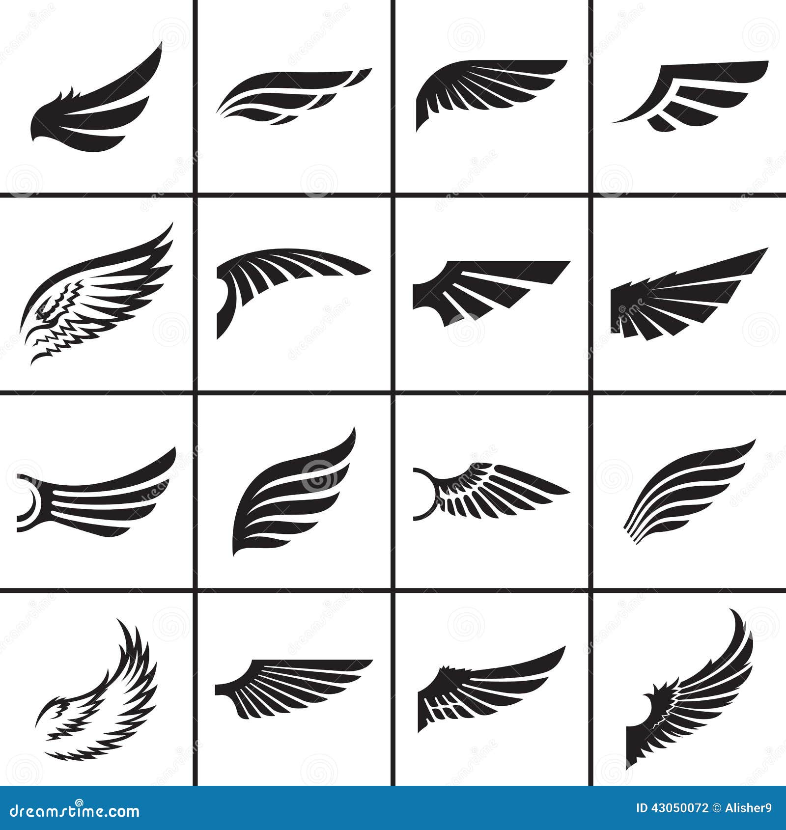 Wings design elements set stock vector. Illustration of feather - 43050072