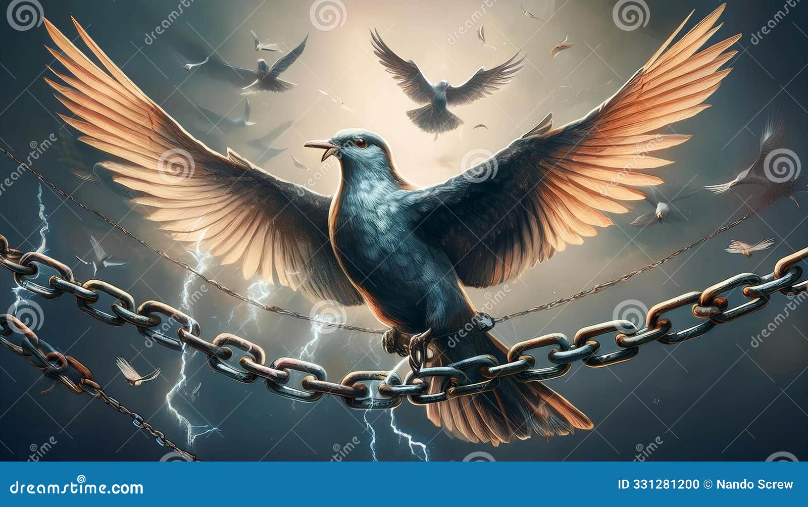 On the Wings of Freedom Birds Flying and Broken Chains Charge Concept ...