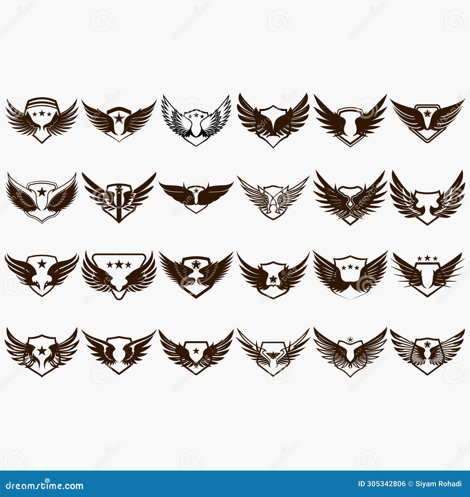 Wings icon set vector stock illustration. Illustration of style - 305342806