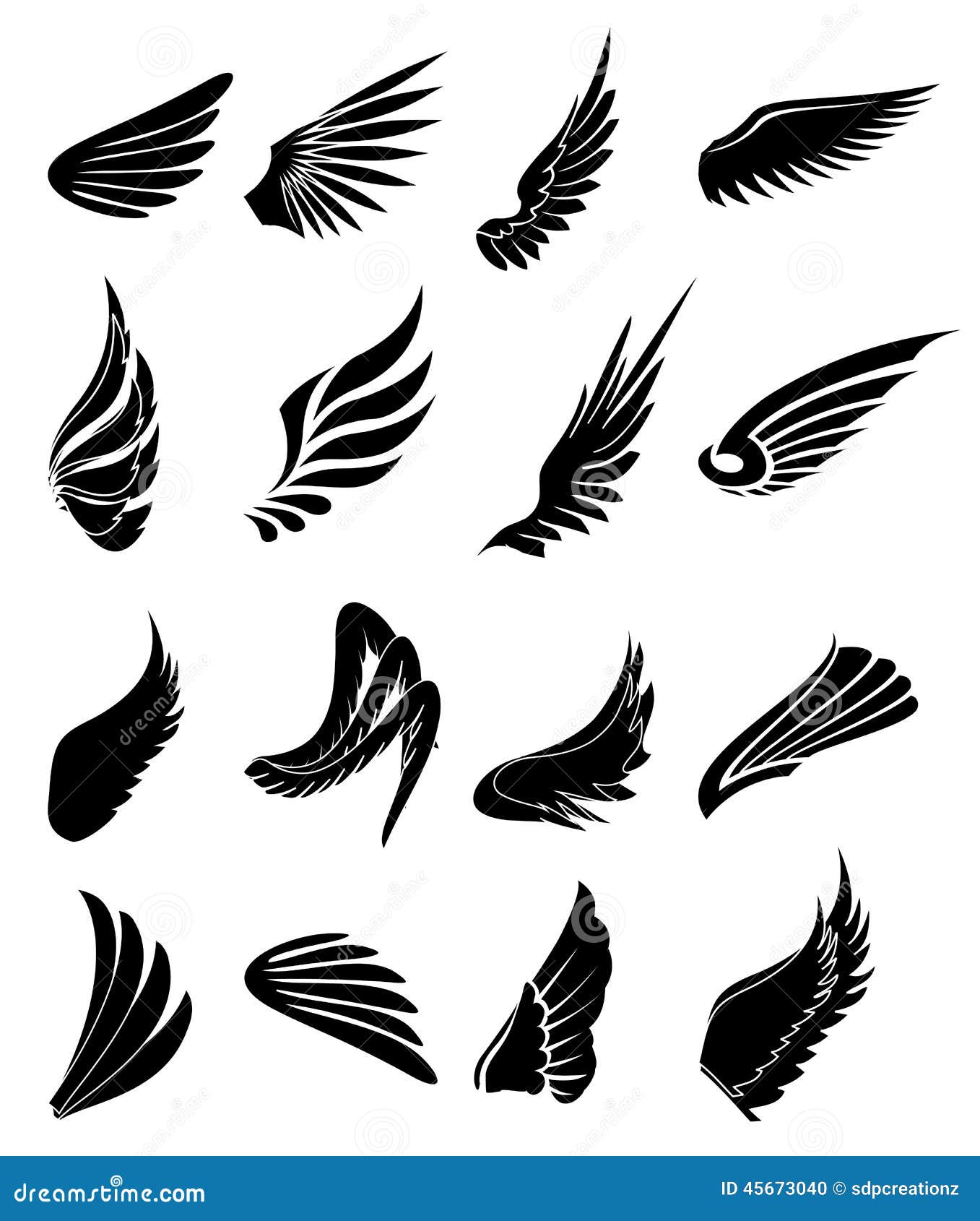 Set Of Wings Icons In Golden Style. Design Elements For Logo, Label ...