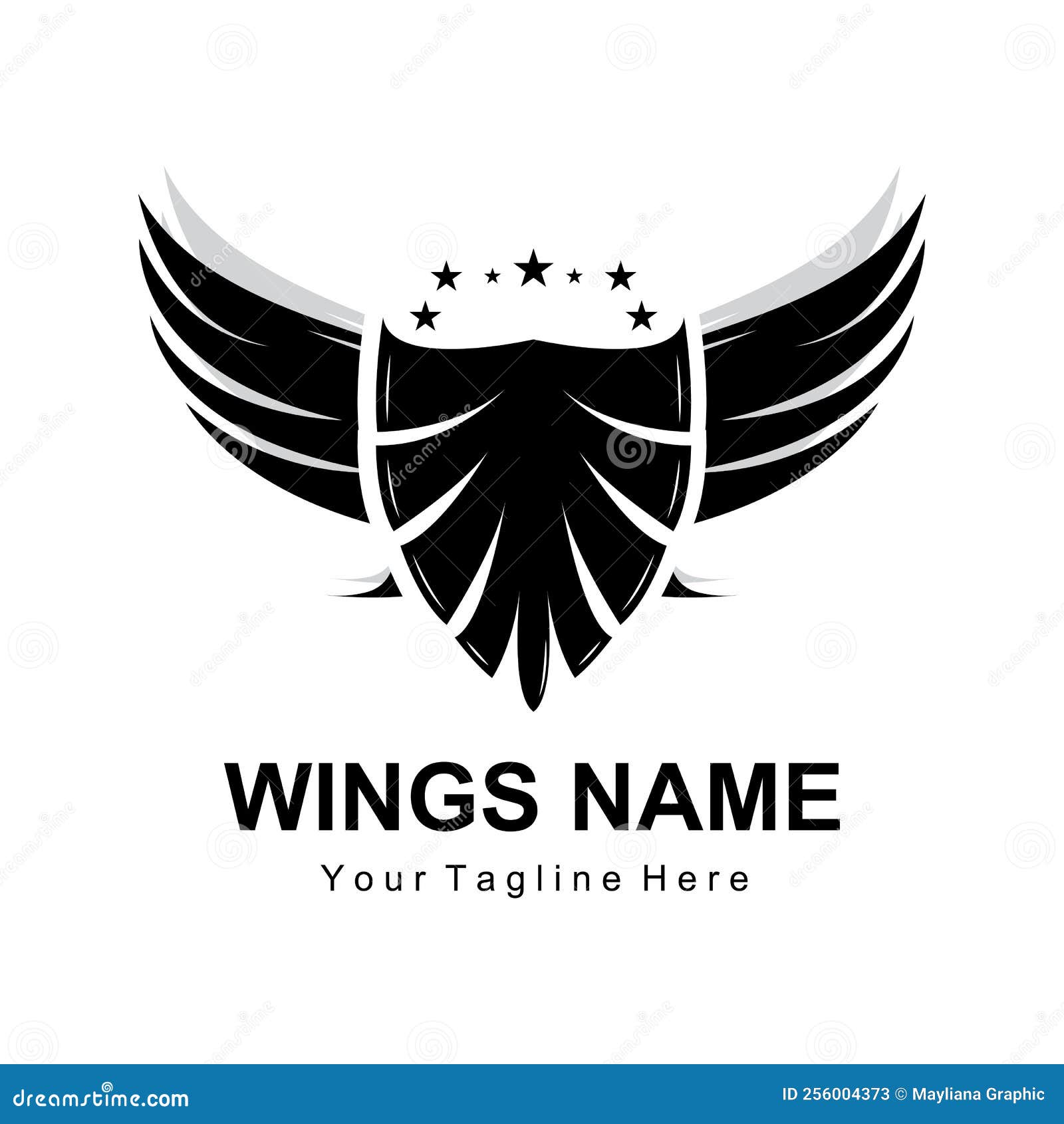 Wings Logo Design, Shield Wings Vector, Bird Feather Illustration Stock ...