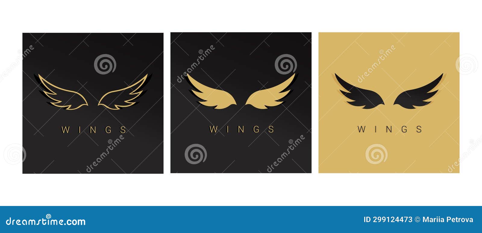 Wings Logo Set in Different Colors. Vector Art Stock Illustration ...