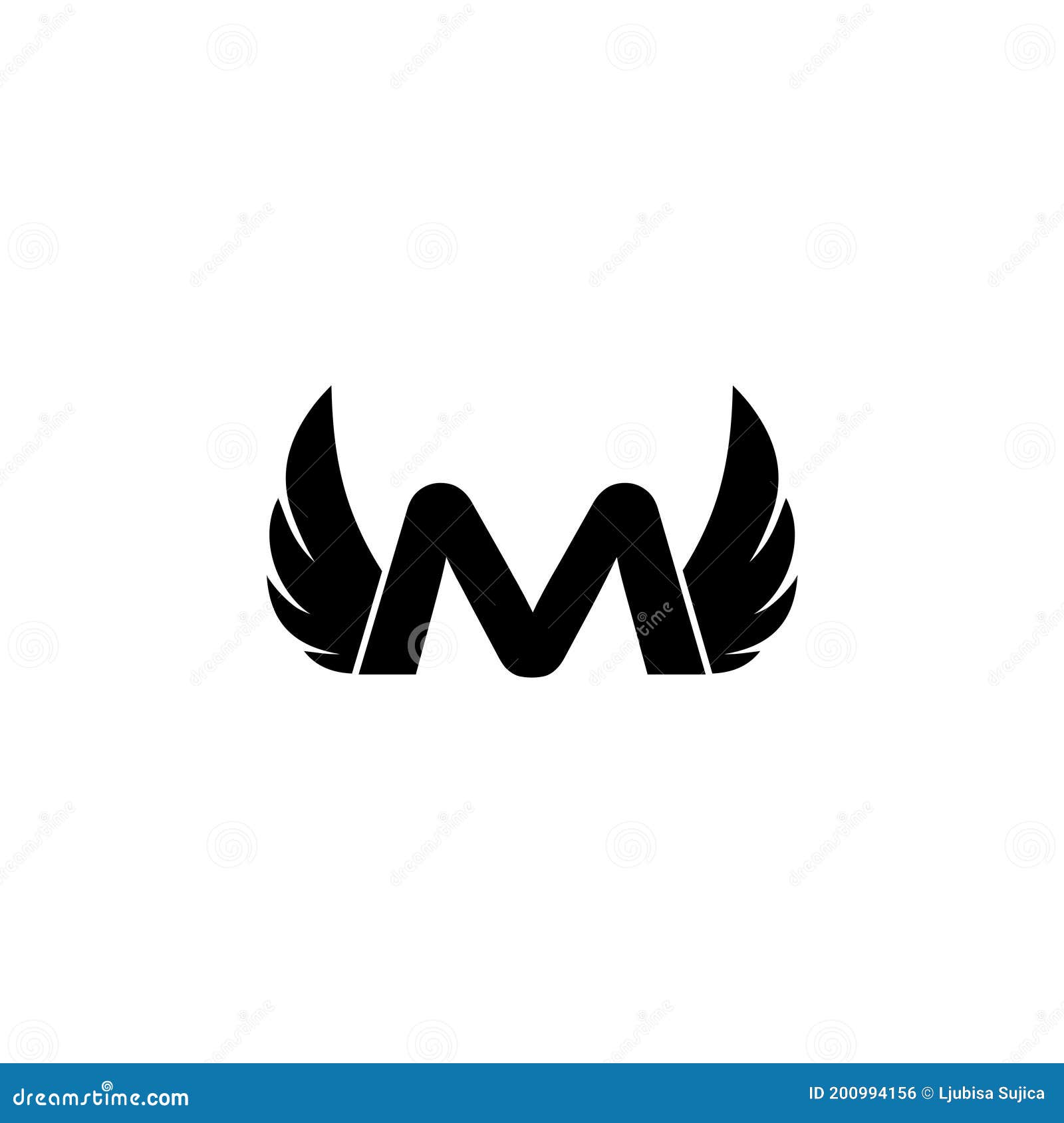 Wings M Letter Logo Isolated on White Background Stock Vector ...