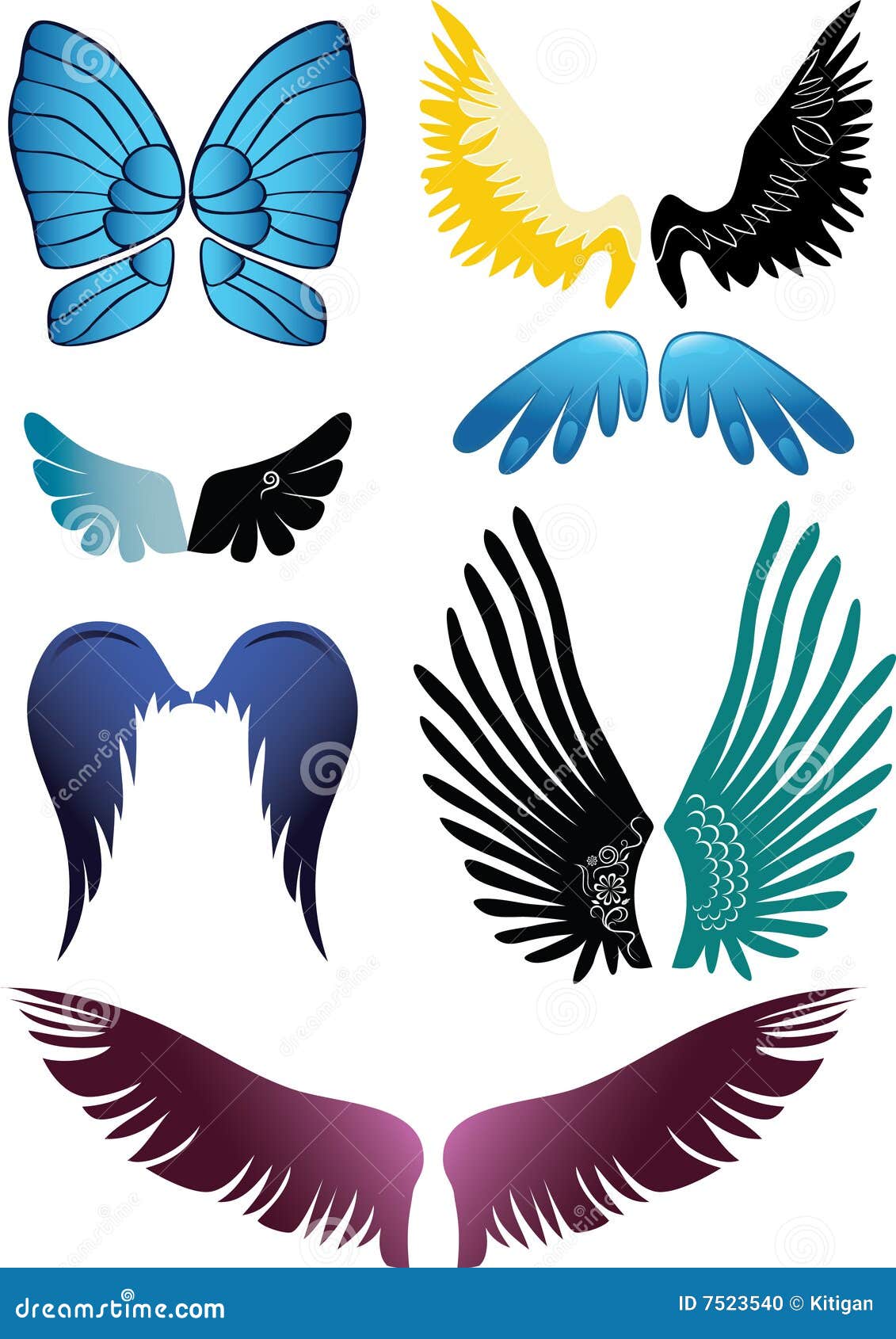 Wings Set stock vector. Illustration of digitally, background - 7523540