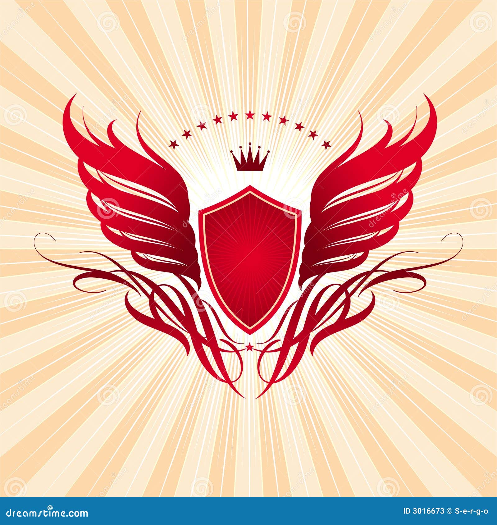 Wings, shield and crown stock vector. Illustration of draw - 3016673