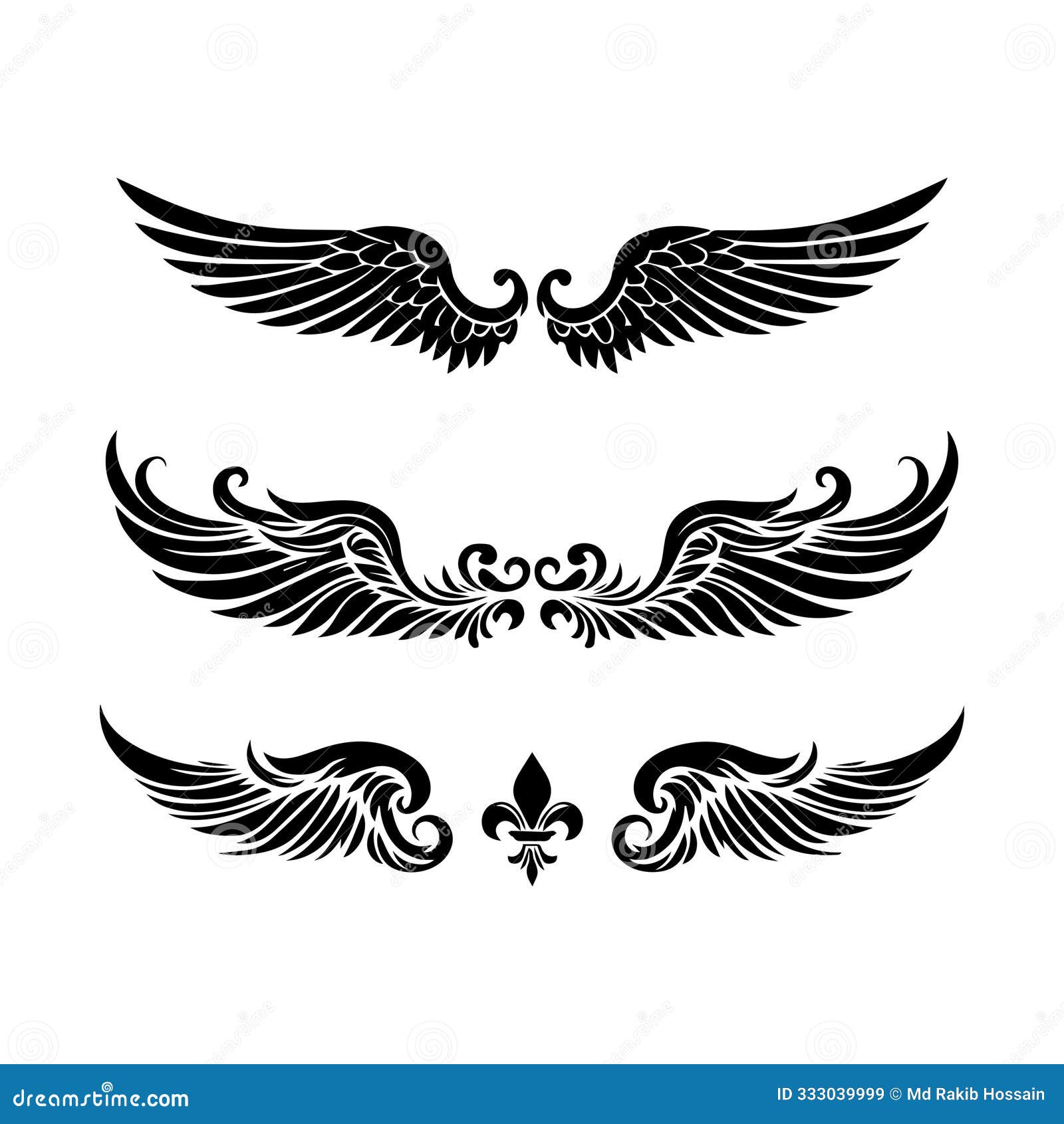 Wings Silhouette Vector Art Illustration Stock Vector - Illustration of ...