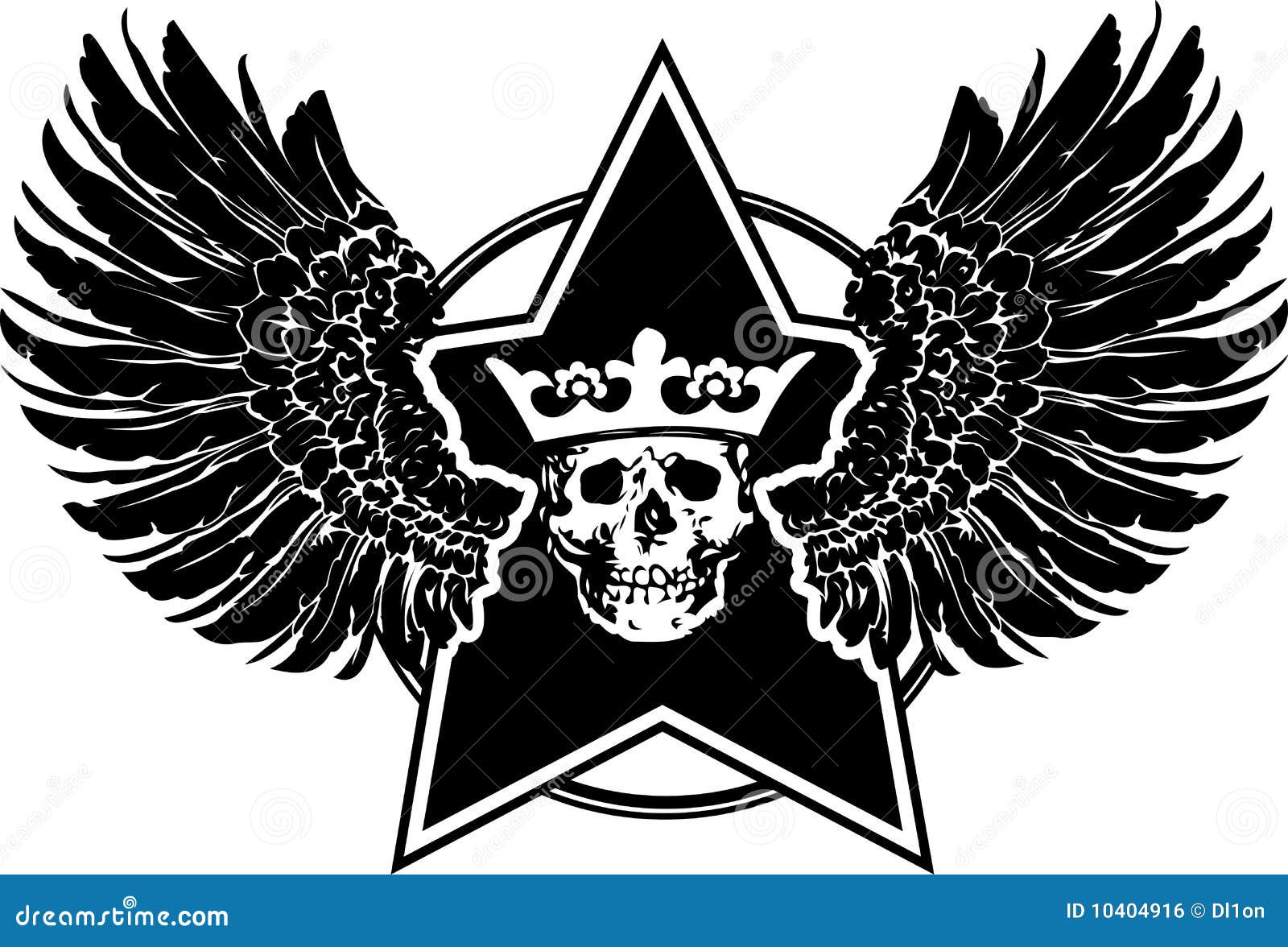 Wings, Star and Skull Sign stock vector. Illustration of eroded - 10404916