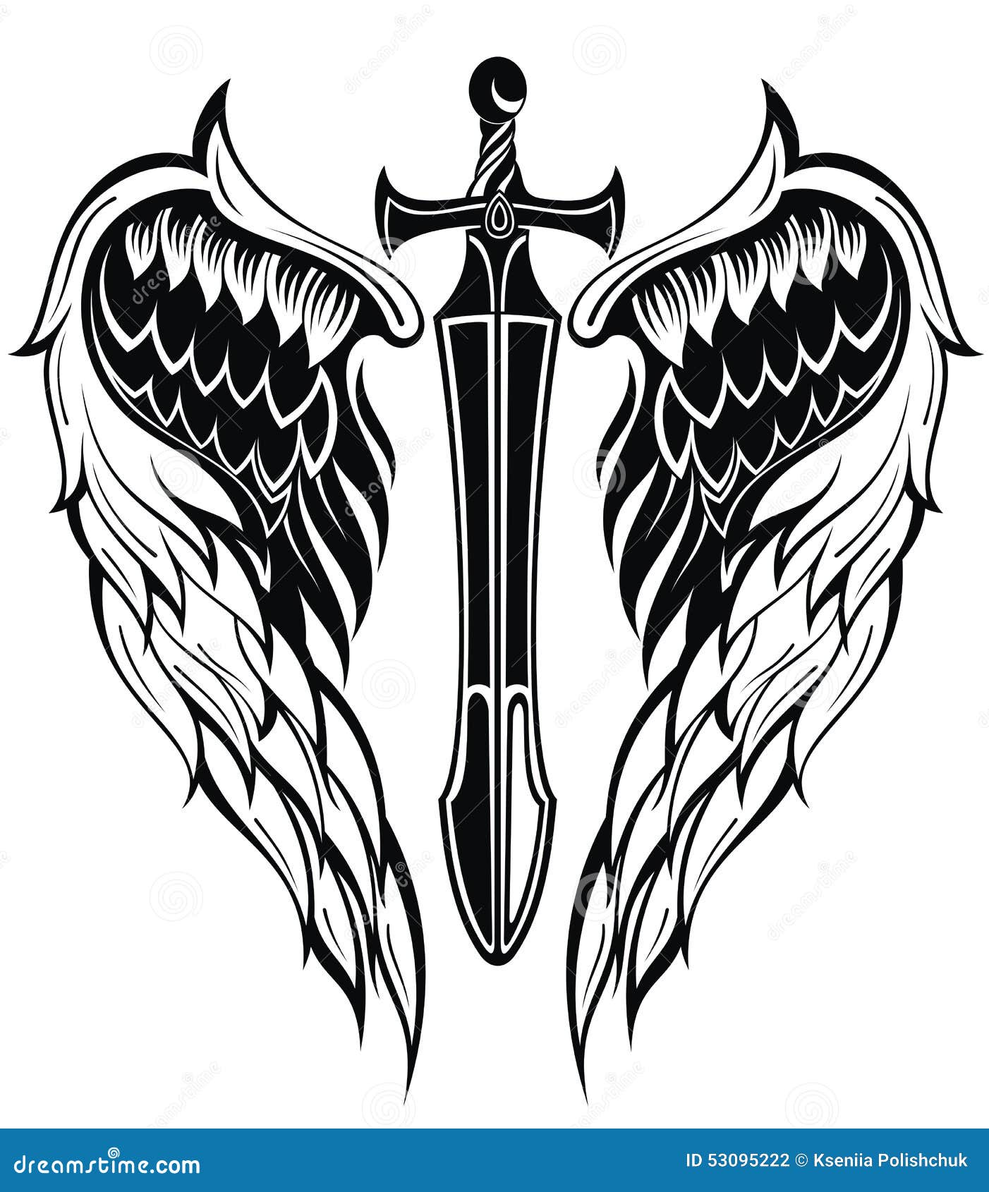 Wings And Sword Symbol Cadets Winged Blade Weapon Medieval Age Warrior ...