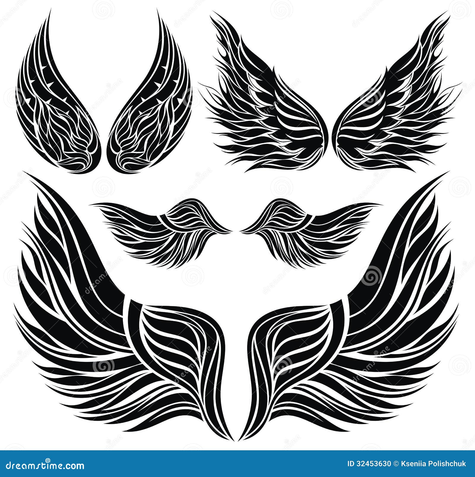Wings tattoo design stock vector. Illustration of freedom - 32453630