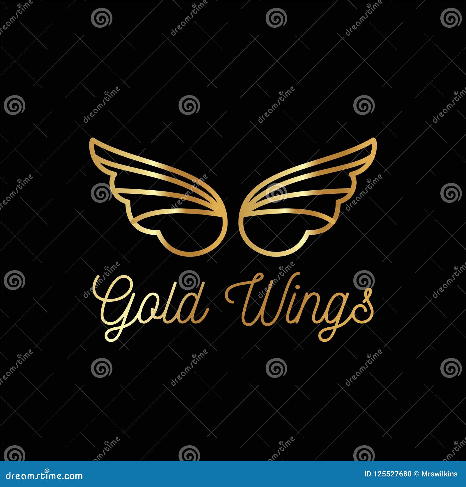 Wings gold icon vector stock illustration. Illustration of badge ...