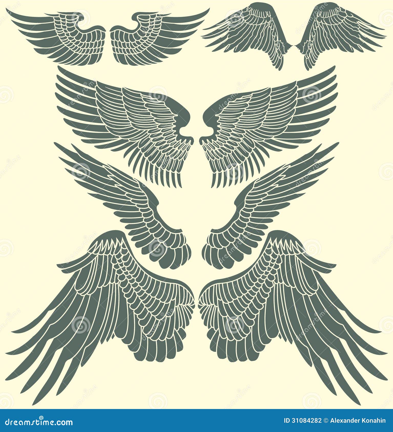 Wings tribal set stock vector. Illustration of graphic - 31084282