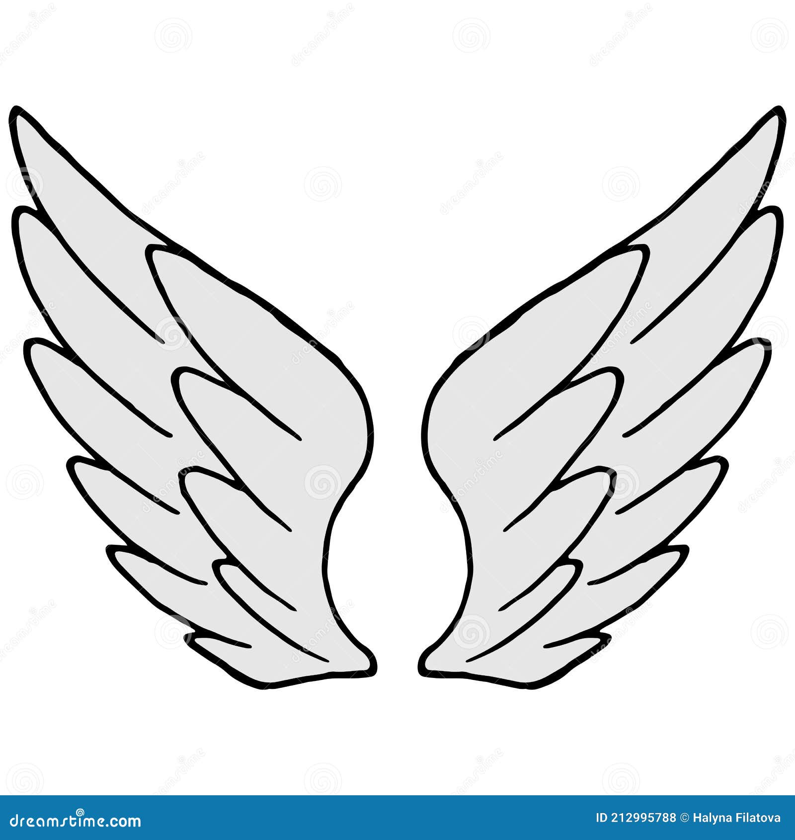 2642 Wings, Vector Illustration, Linear Drawing of a Pair of Wings in ...