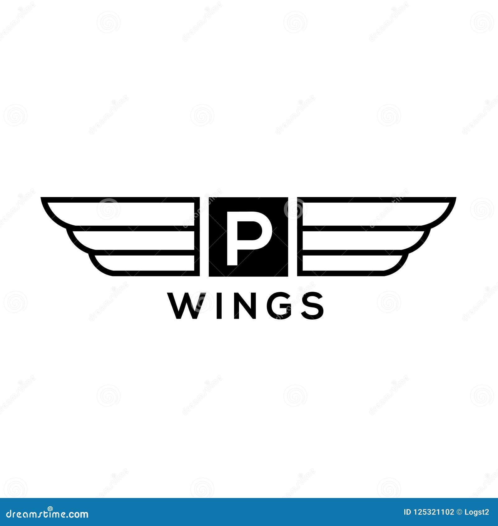 Wings Vector Logo . Wings Emblem Letter P Stock Vector - Illustration ...