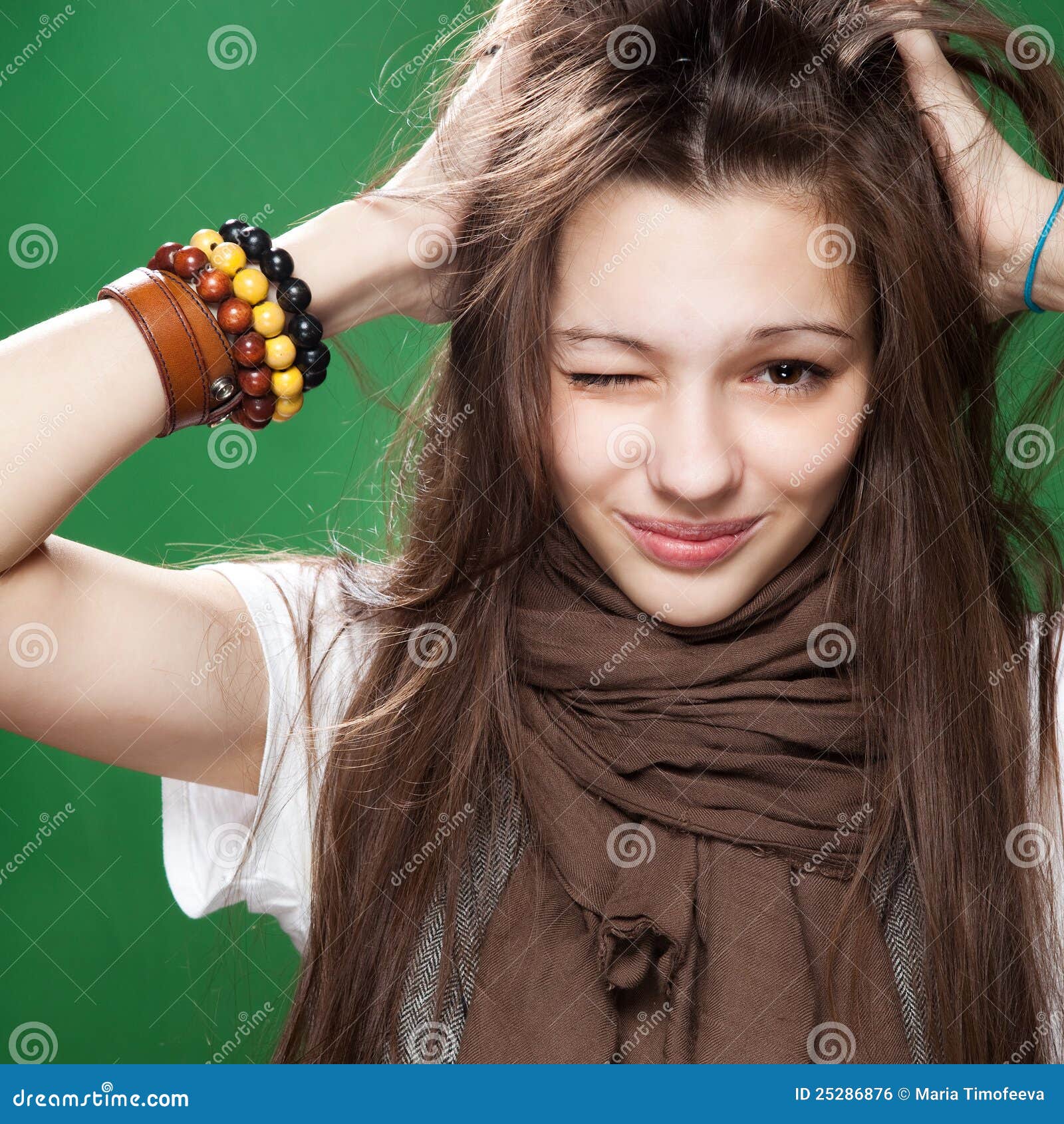 Wink stock photo. Image of teenager, close, chroma, green - 25286876
